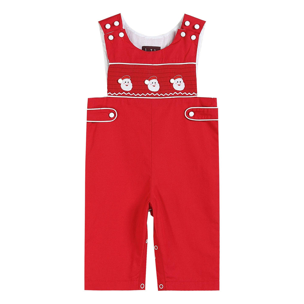 Red & White Santa Smocked Overalls – Livi Littles
